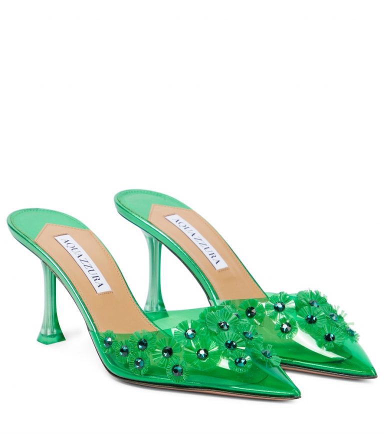 Meteorite 75 embellished PVC mules – Candy Runway